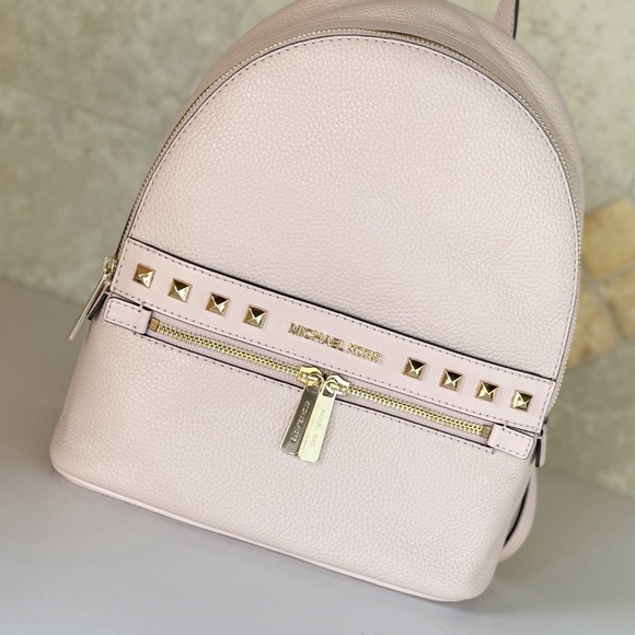Michael Kors | Bags | Michael Kors Kenly Medium Backpack Pink Gold ...
